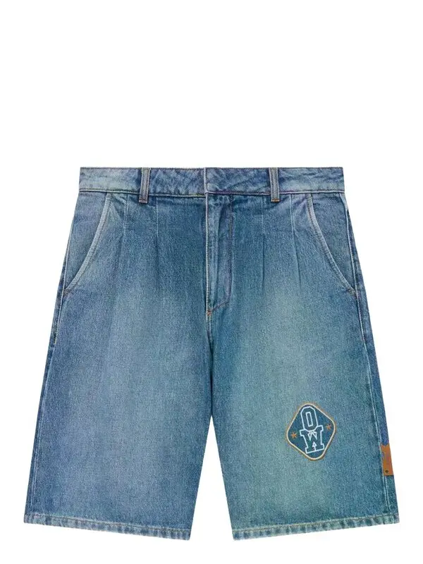 Off-White Royal-patch Denim Shorts - Blue