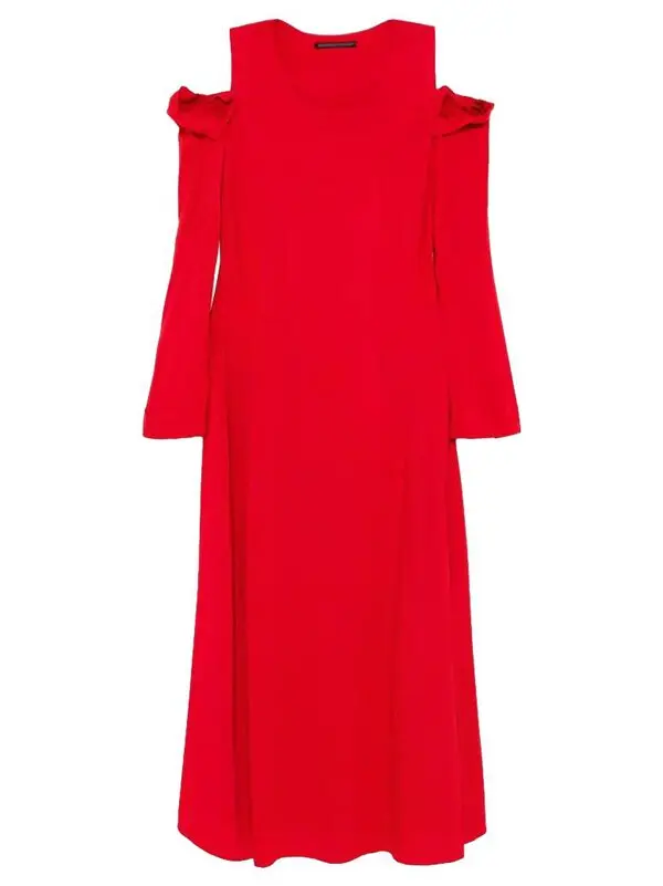 Yohji Yamamoto Crushed-sleeves Maxi Dress - Red