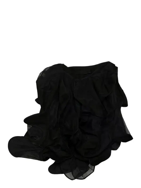 Yohji Yamamoto Asymmetric Ruffled Midi Skirt - Black