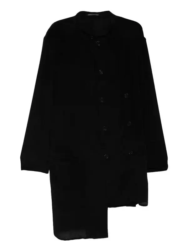 Yohji Yamamoto Stand Collar Asymmetric Jacket - Black