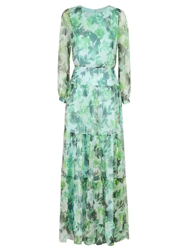 Saloni Isabel Tiered Floral Maxi Dress - Green