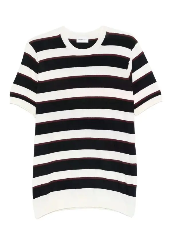 SCAGLIONE Striped-patterb Crew-neck T-shirt - Neutrals