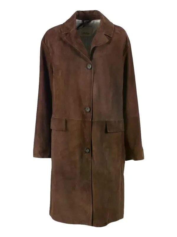 Max Mara Ortensia Lapel-collar Suede Coat - Brown
