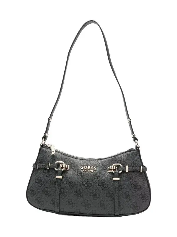 Guess Monogram-pattern Shoulder Bag - Black