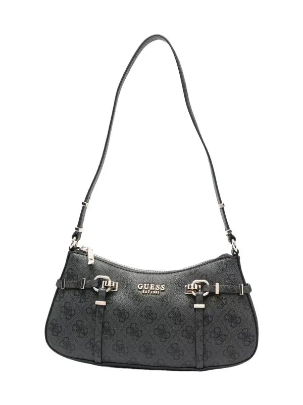 Guess Monogram-pattern Shoulder Bag - Black