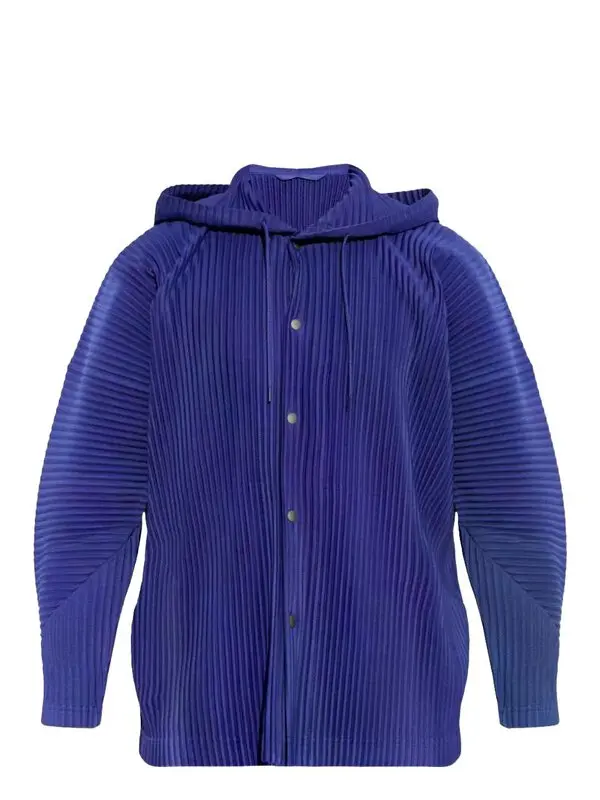 Issey Miyake Pleated Hooded Jacket - Blue
