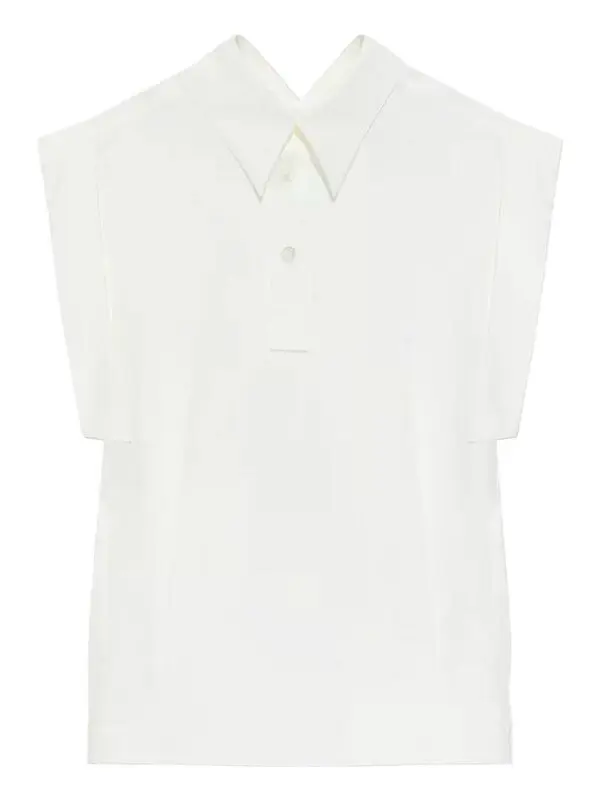 Issey Miyake Collar Sleeveless Top - White