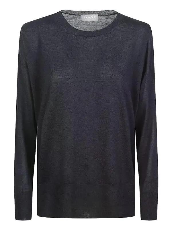 WELLNESS CASHMERE Long-sleeve Knit Sweater - Blue