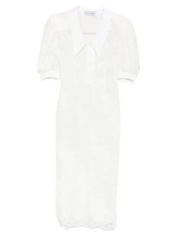 ROWEN ROSE Polo-collar Midi Dress - White