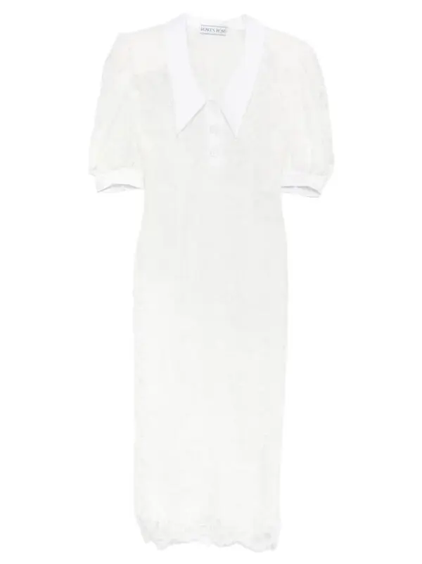 ROWEN ROSE Polo-collar Midi Dress - White