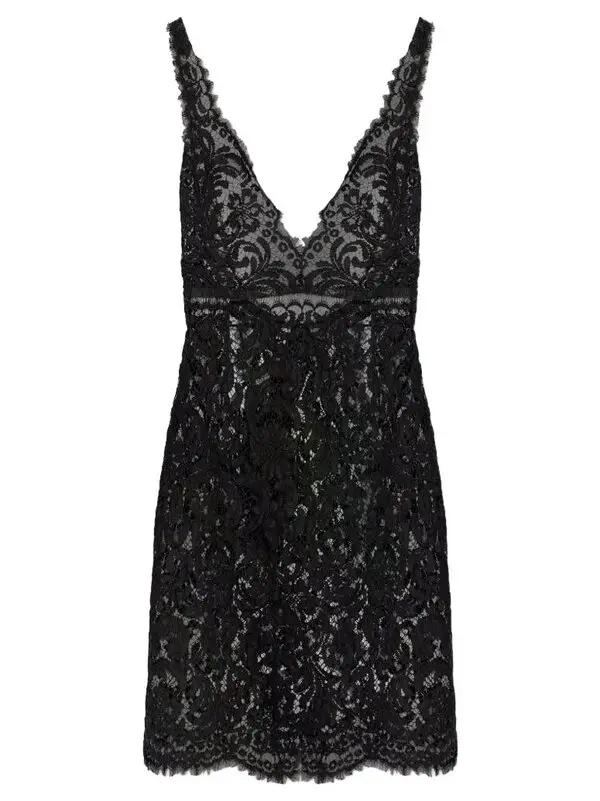 Dsquared2 Lace-detail Fringed Mini Dress - Black