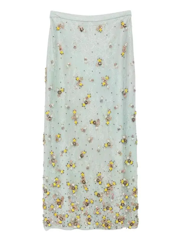 Costarellos Floral-embellished Midi Skirt - Green