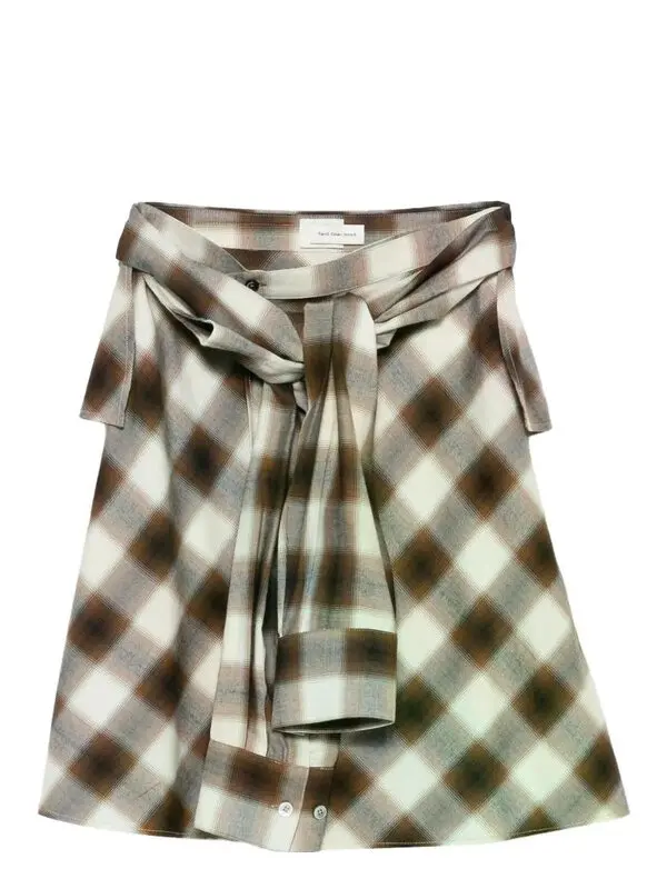 FENG CHEN WANG Plaid Mini Skirt With Tie Fastening - Brown