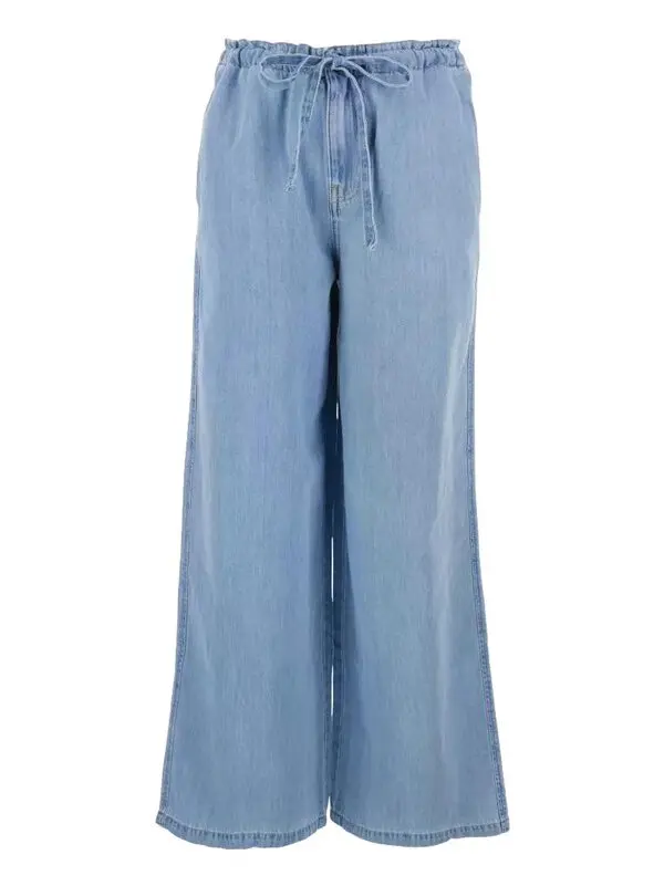 Ag Cotton Wide Leg Drawstring Jeans - Blue