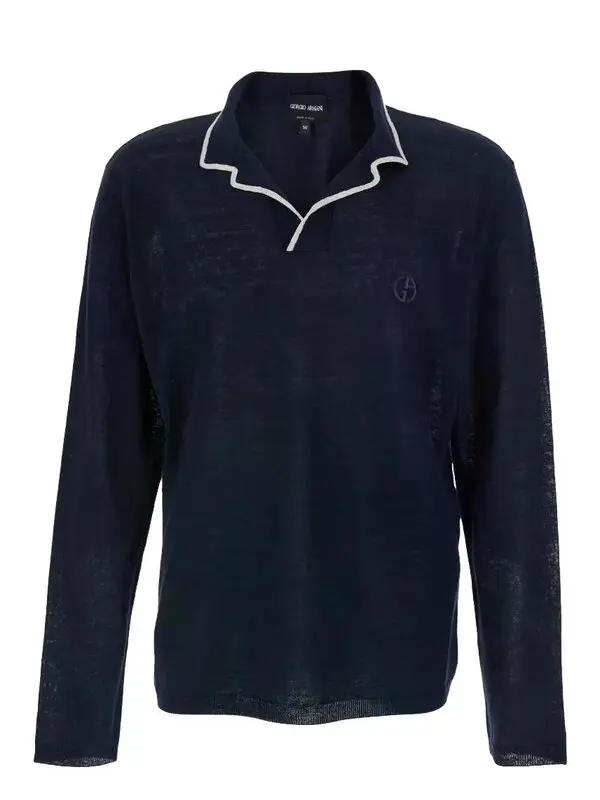Giorgio Armani Embroidered Pique T-shirt - Blue