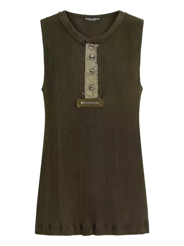 Dolce & Gabbana Button Ribbed Top - Green