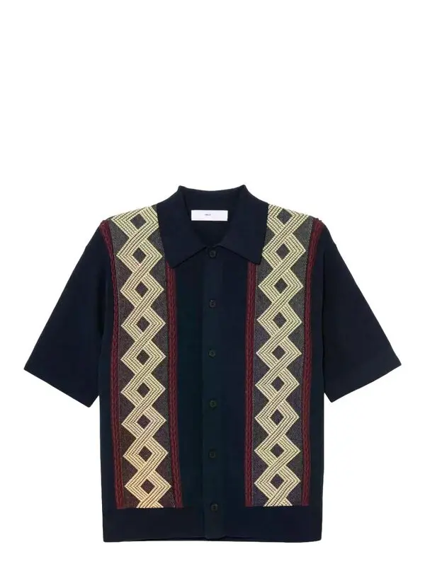 TOGA VIRILIS Patterned Short-sleeve Cardigan - Blue