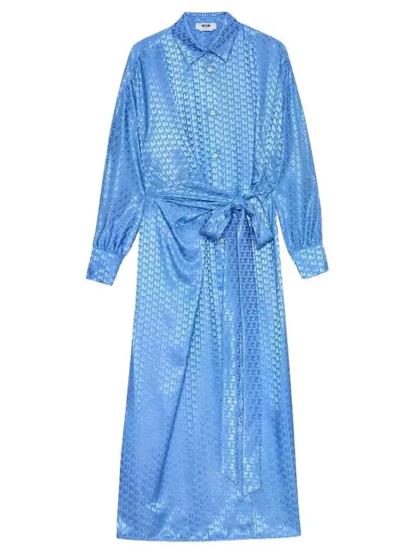 MSGM Tie-waist Patterned Dress - Blue