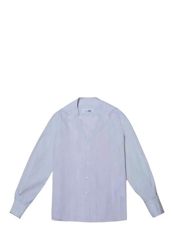 MAISON MARGIELA Pinstripe V-neck Shirt - Blue