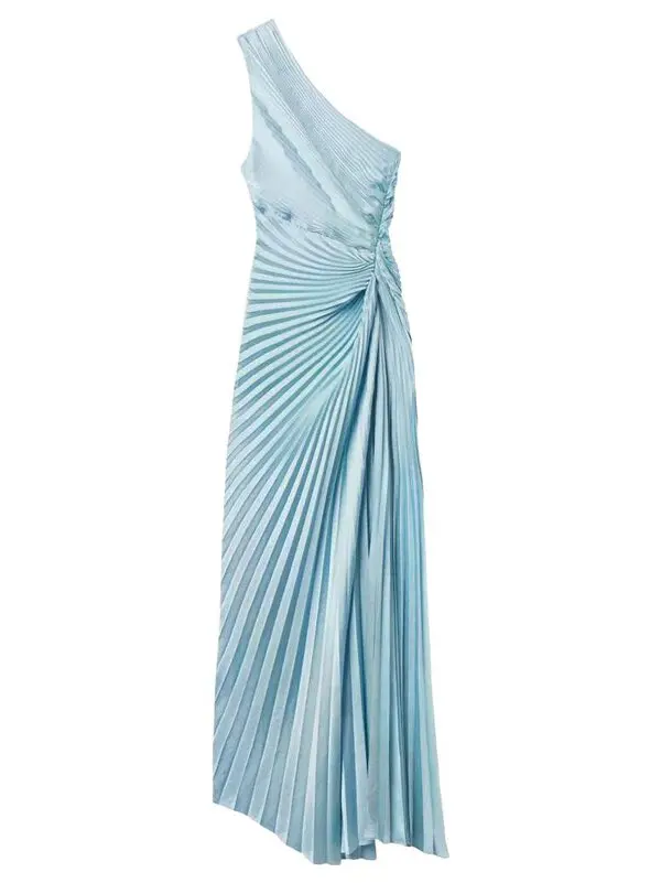 A.L.C. Lara One-shoulder Pleated Dress - Blue
