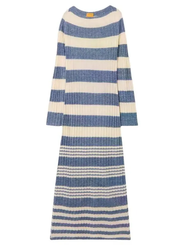 Guest In Residence Striped Ribbed Midi Dress - Blue
