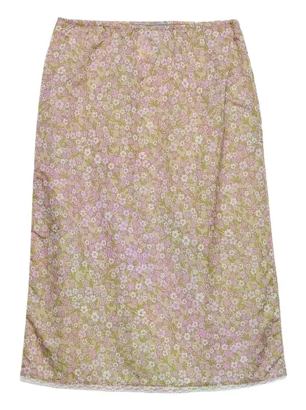 Prada Floral-print Re-nylon Midi-skirt - Pink