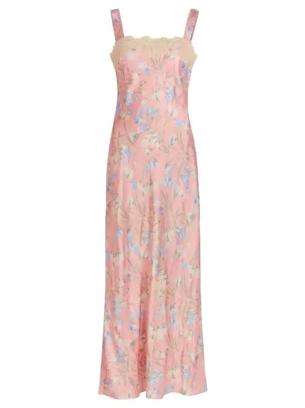 Rixo Rosamarie Floral-print Satin Midi Dress - Pink