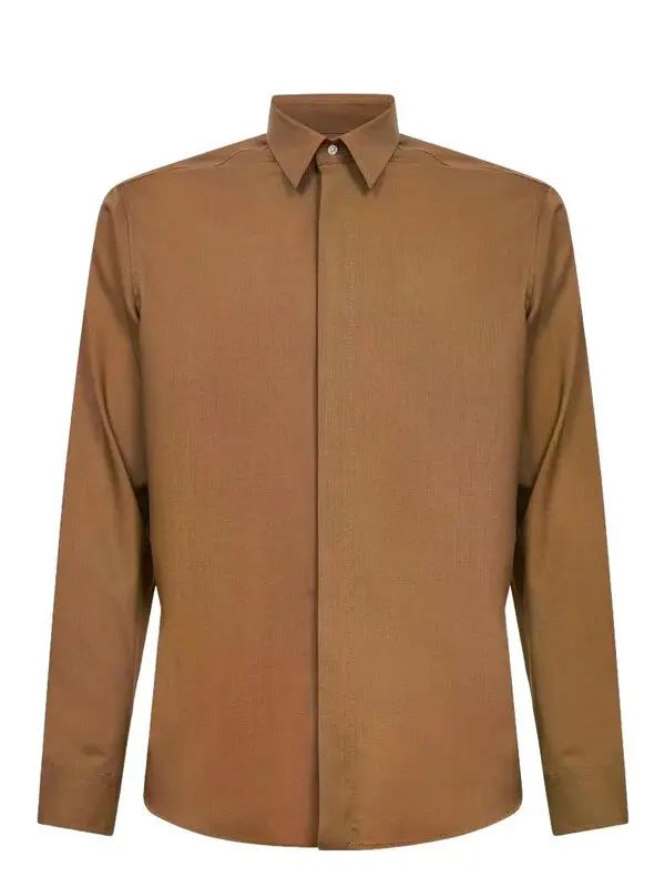 D4.0 Covered-button Long-sleeve Shirt - Brown
