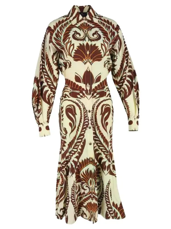 Etro Paisley-print Midi Shirt Dress - Neutrals