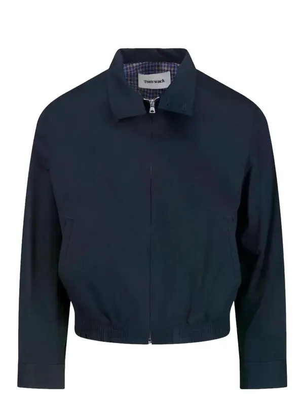 TONYWACK Buttoned Cotton Bomber Jacket - Blue