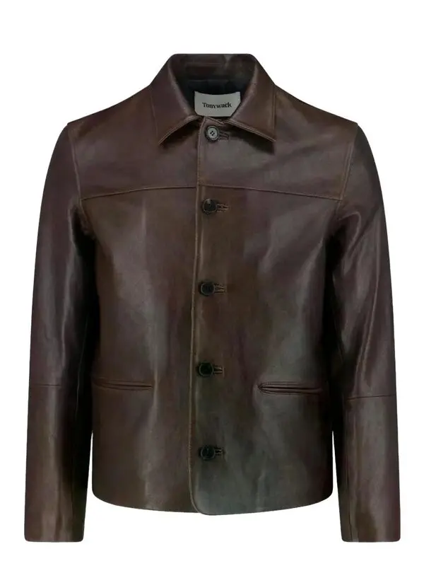 TONYWACK Lambskin Leather Jacket - Brown
