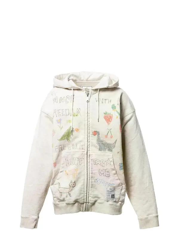 Mihara Yasuhiro Printed Zip-up Hoodie - Neutrals
