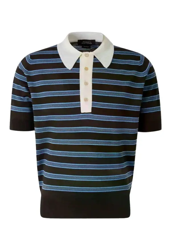 WALES BONNER Striped Knit Polo Shirt - Brown