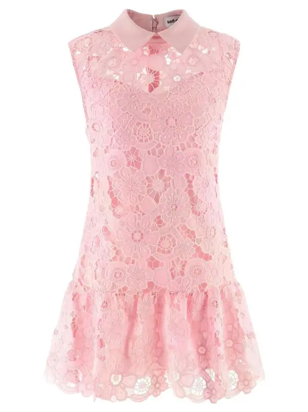 SELF-PORTRAIT Lace Collared Dress - Pink
