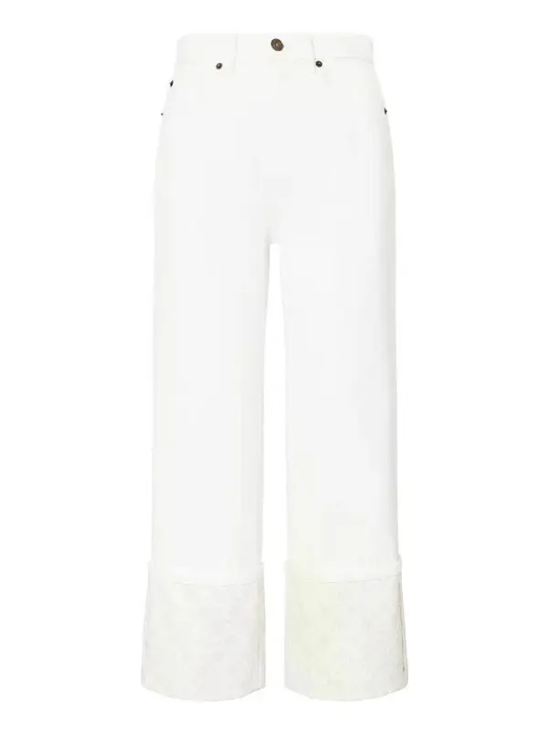 Tory Burch Contrast-cuff Straight-leg Jeans - White