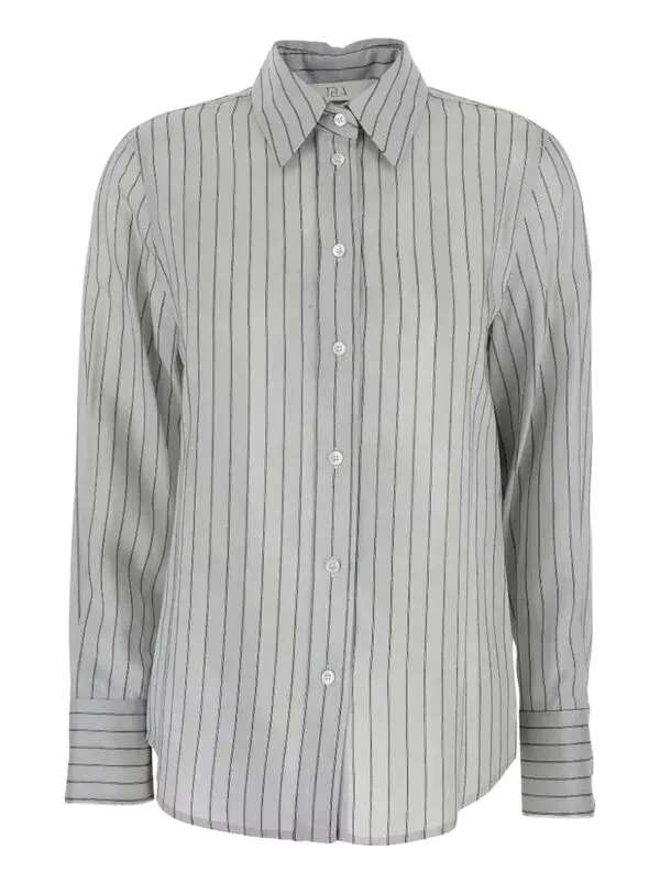 TELA Striped Long Sleeve Shirt - Grey