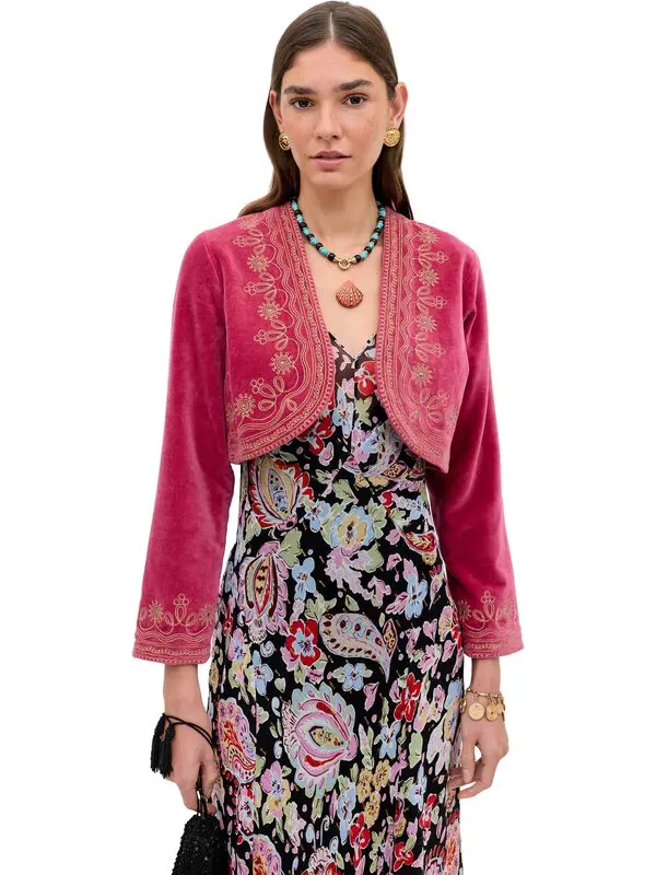 Rixo Cliona Soutache Embroidered Jacket - Pink