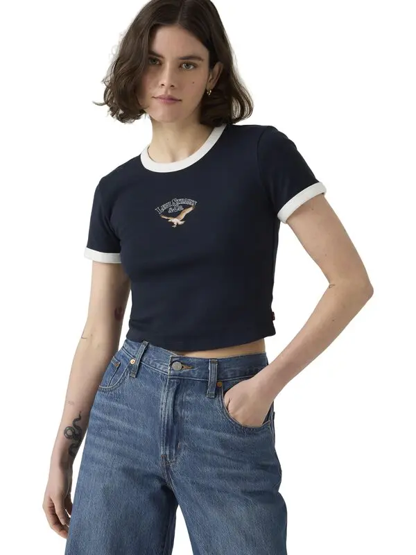 LEVI'S Graphic Mini Ringer T-shirt - Dark Sapphire