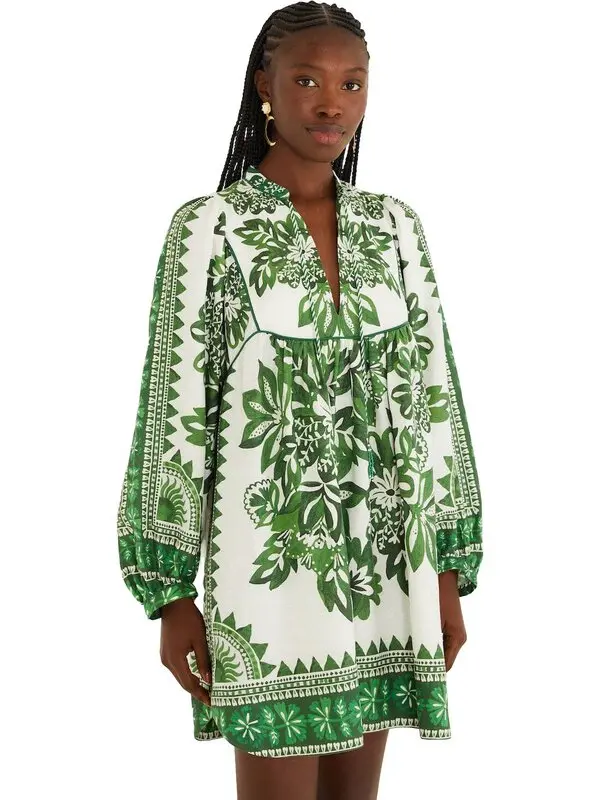 Farm Rio Flora Tapestry Mini Dress - Flora Tapestry Green