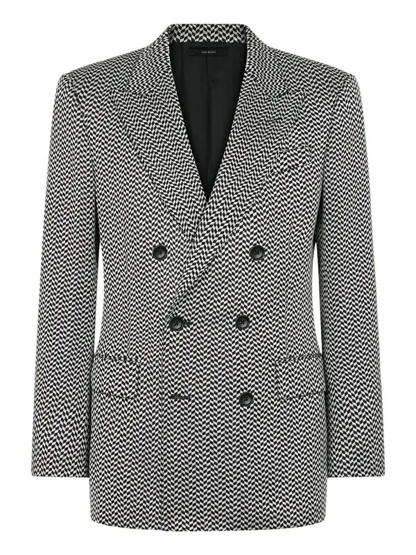 TOM FORD Silk Double-breasted Blazer - Black