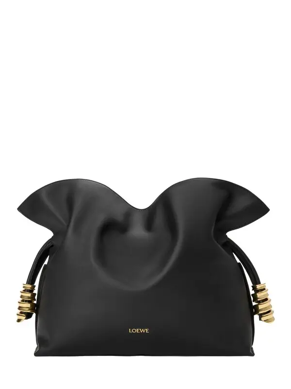 Loewe Medium Leather Flamenco Clutch Bag - Black