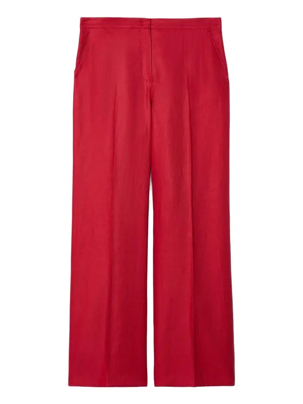 Marina Rinaldi Linen Straight Trousers - Red