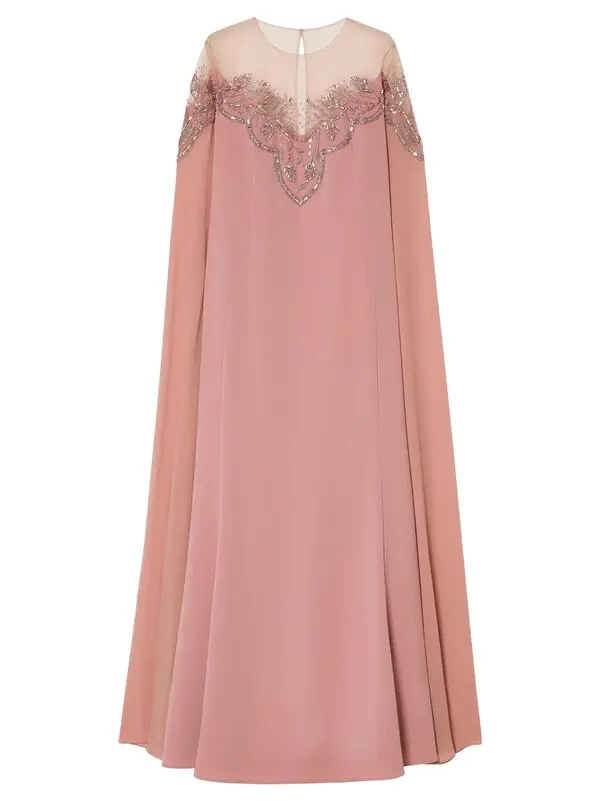 Marina Rinaldi Silk Embroidered Maxi Dress - Pink
