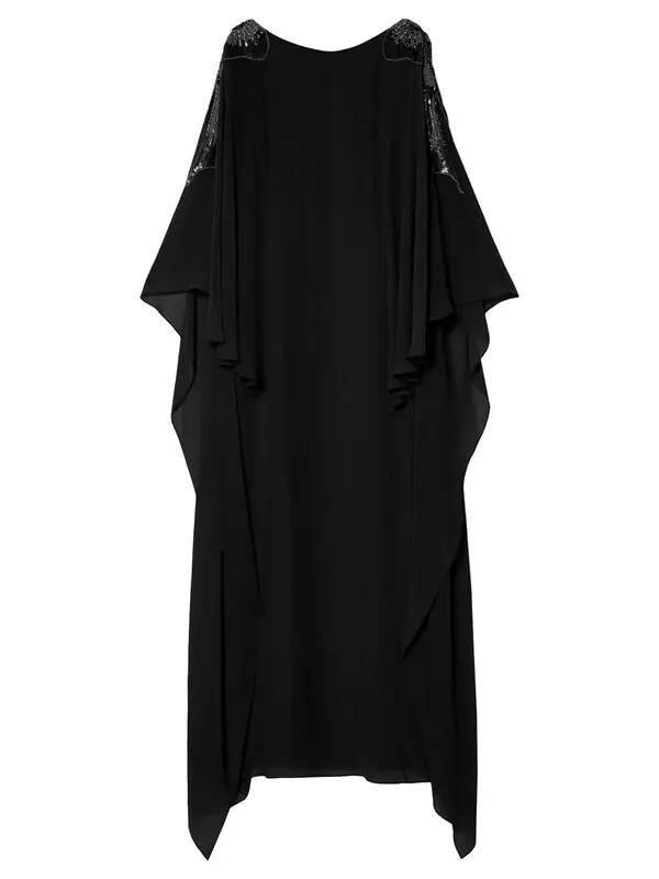 Marina Rinaldi Embellished Caped Gown - Black