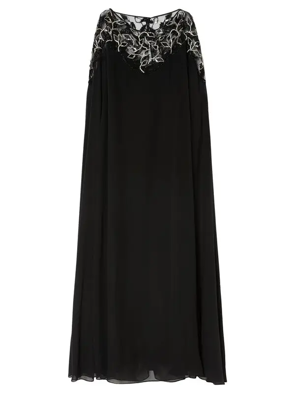 Marina Rinaldi Embellished Maxi Dress And Cape - Black