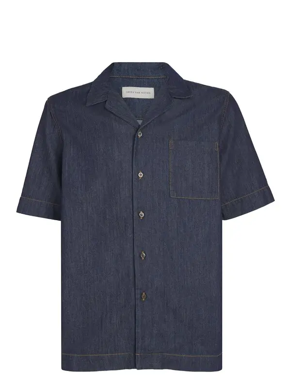 Dries Van Noten Denim Short-sleeve Shirt - Navy