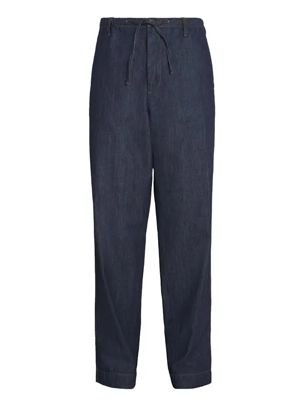 Dries Van Noten Denim Drawstring Trousers - Navy