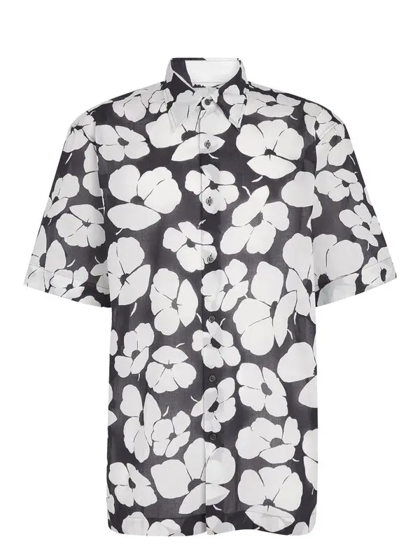 Dries Van Noten Cotton Poppy Print Shirt - Black