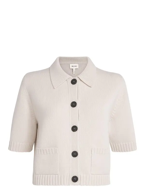 ME+EM Merino Wool-cashmere Cropped Knitted Jacket - White