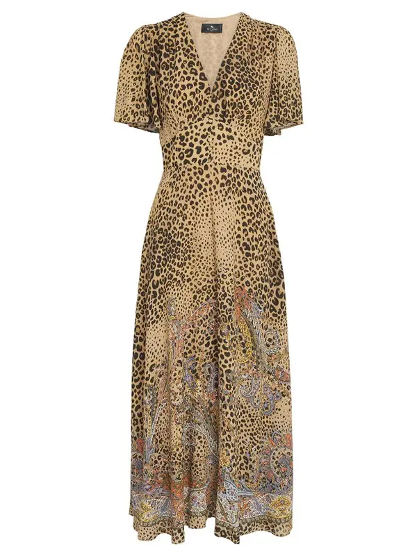 Etro Leopard Print Maxi Dress - Brown
